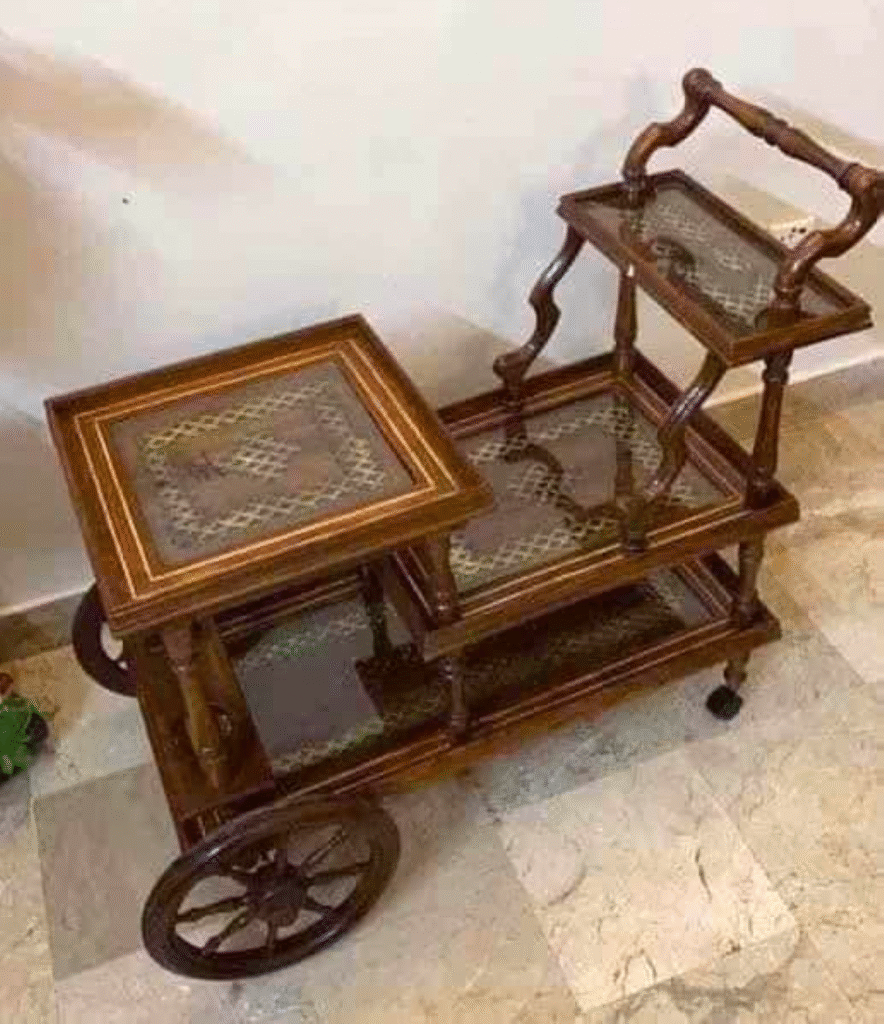 Stylish Wooden Tea Trolley | Elegant Tea Cart, Bar Trolley