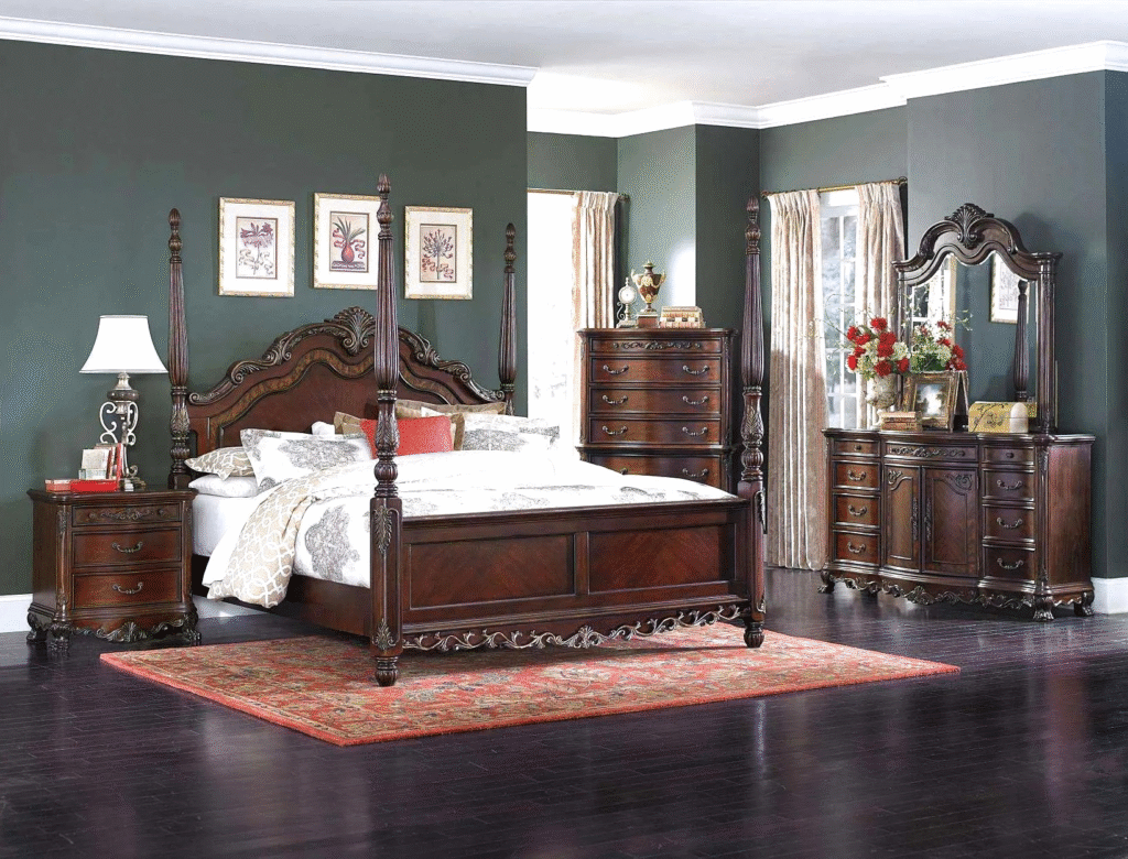 wooden bed design in Pakistan Chinioti double king size bed